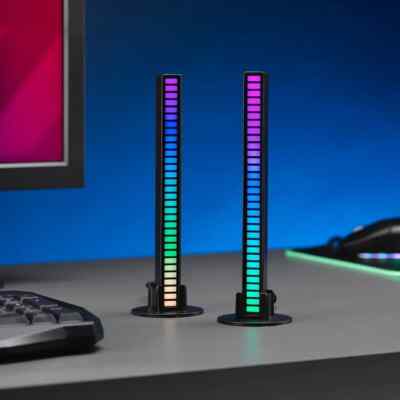 Twin Pack Sound Reactive LED Light Bars 18cm Tall Gamer Gadget Light ...