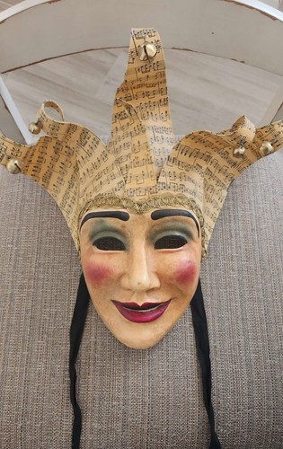 Venetian Man Jester Full Face Mask Mardi Gras Carnival Music Notes ...