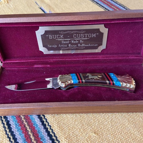 EARLY ISSUE BEAUTIFUL DAVE YELLOWHORSE BUCK 112 HORSE KNIFE NEVER USED ...