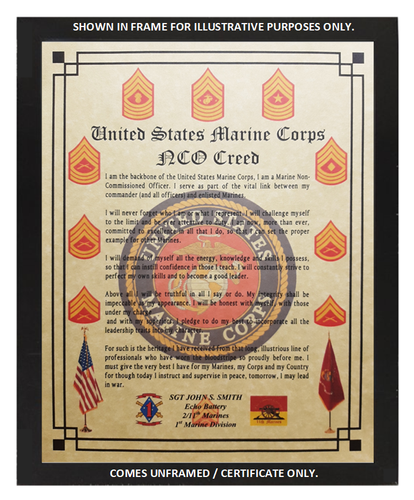 MC-NICE: MARINE CORPS NCO Creed ALL UNITS PERSONALIZED | eBay