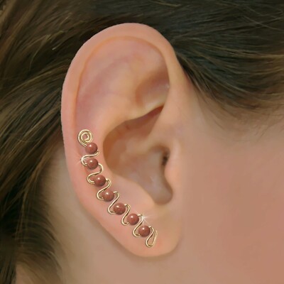 Ear Climbers Ear Crawlers Sweeps Earrings Gold or Silver with Gemstones ...