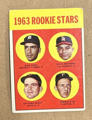 1963 Topps Rookie Stars Dick Egan Julio Navarro Gaylord Perry & Sisk ...