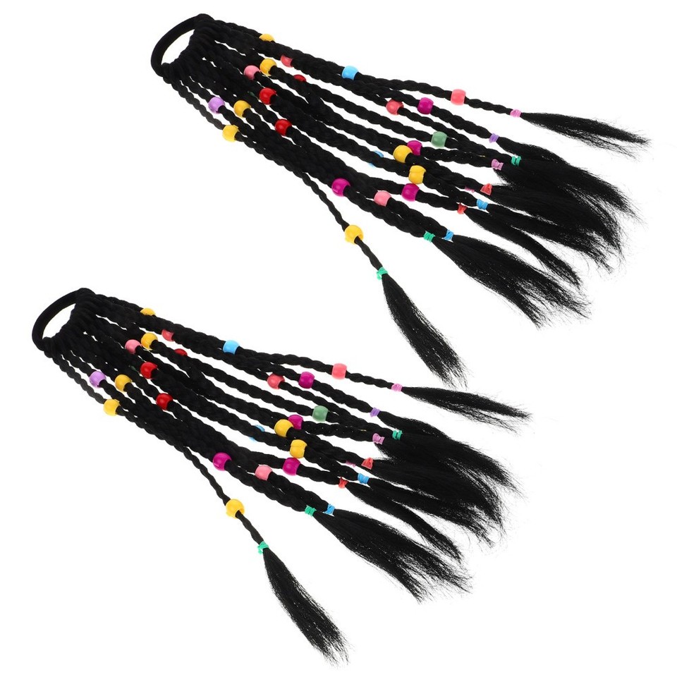 2 Pcs Hair Accessories Girl Ponytail Extension Girls Colored Braids ...