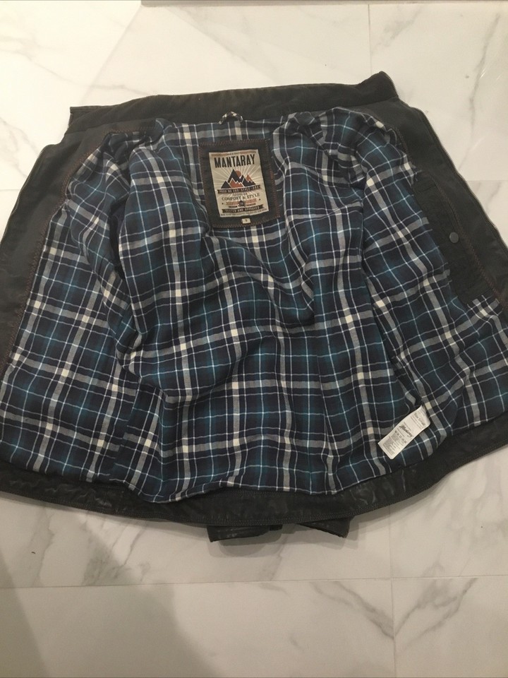 MANTARAY Grey Wax Style Full Zip Jacket with Storm Collar - Size S ...