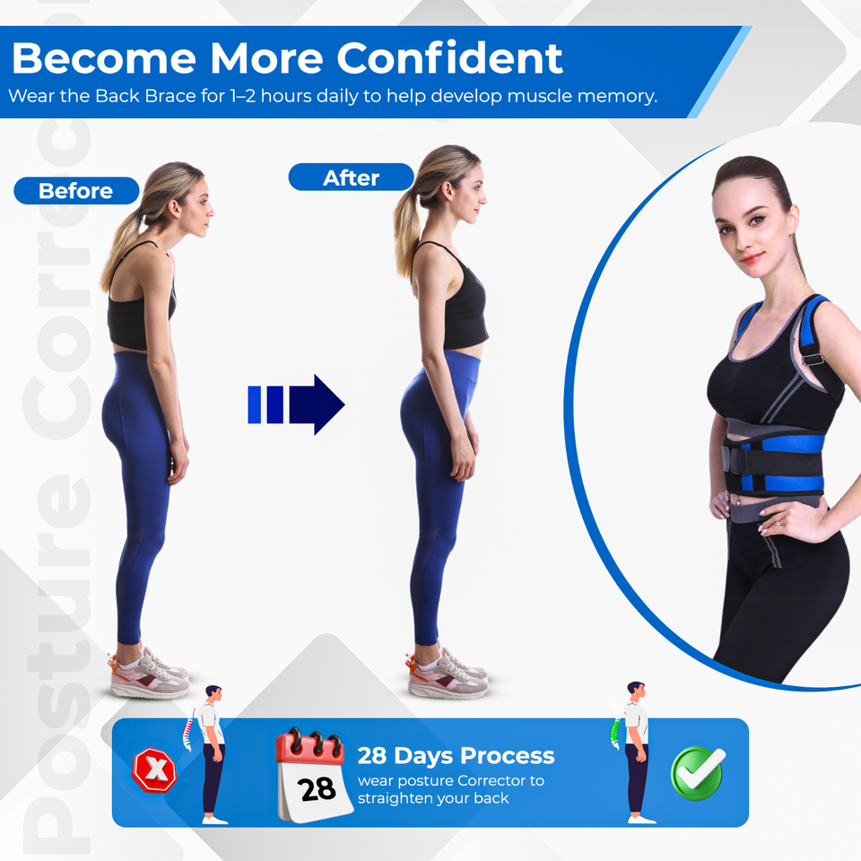NEOPRENE MAGNETIC POSTURE CORRECTOR BAD BACK LUMBAR SHOULDER SUPPORT ...