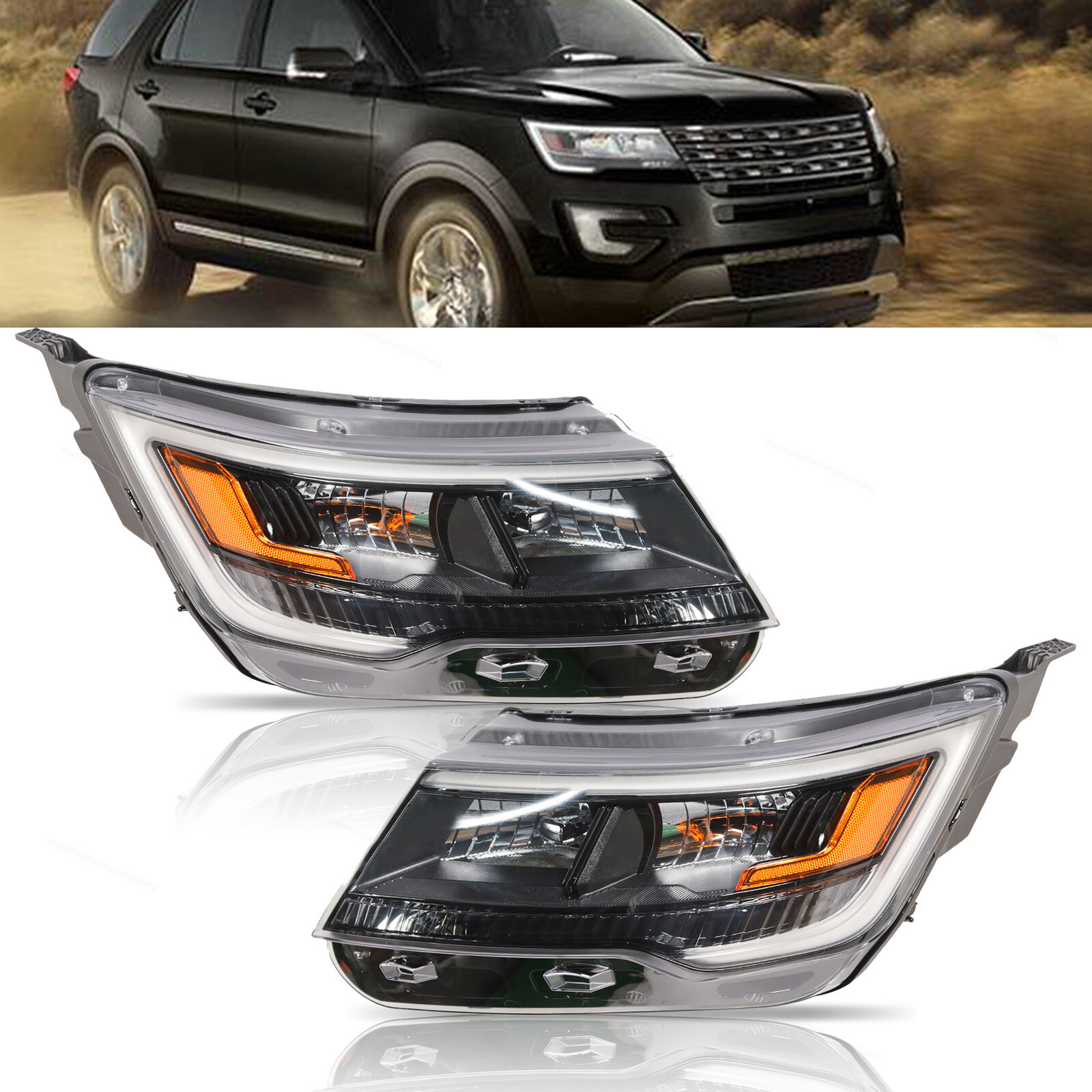 Front Left+Right Side Headlight for 2016-2018 Ford Explorer Limited/XLT ...