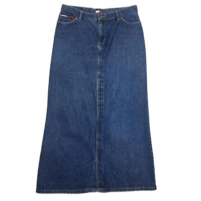 Tommy Jeans Women Sz Junior 11 Front And Back Slit Long Blue Denim ...