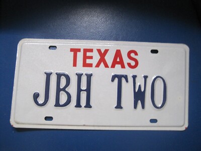 Vintage Texas Vanity License Plate JBH TWO | eBay