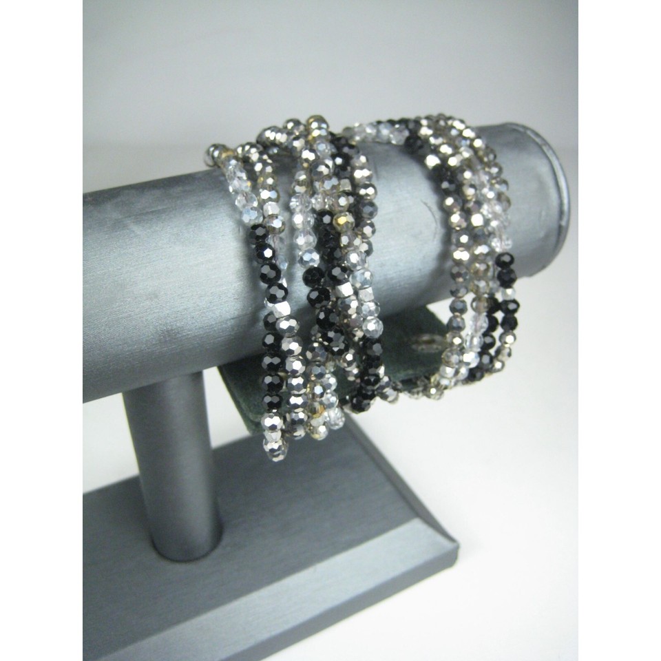 Nakamol Beaded Wrap Bracelet Snap Closure Multi Strand Faceted Beaded ...