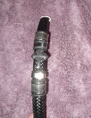 Stainless Steel Cross Prayer Braided Leather Bracelet 8 in | eBay