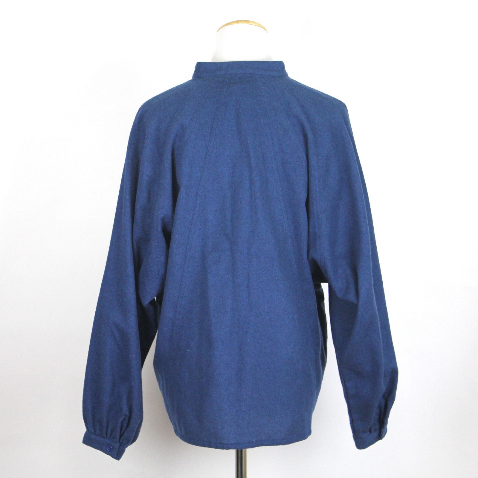 Vintage Designer Anne Podwin Wool Batwing Blue Long Sleeved Shirt ...