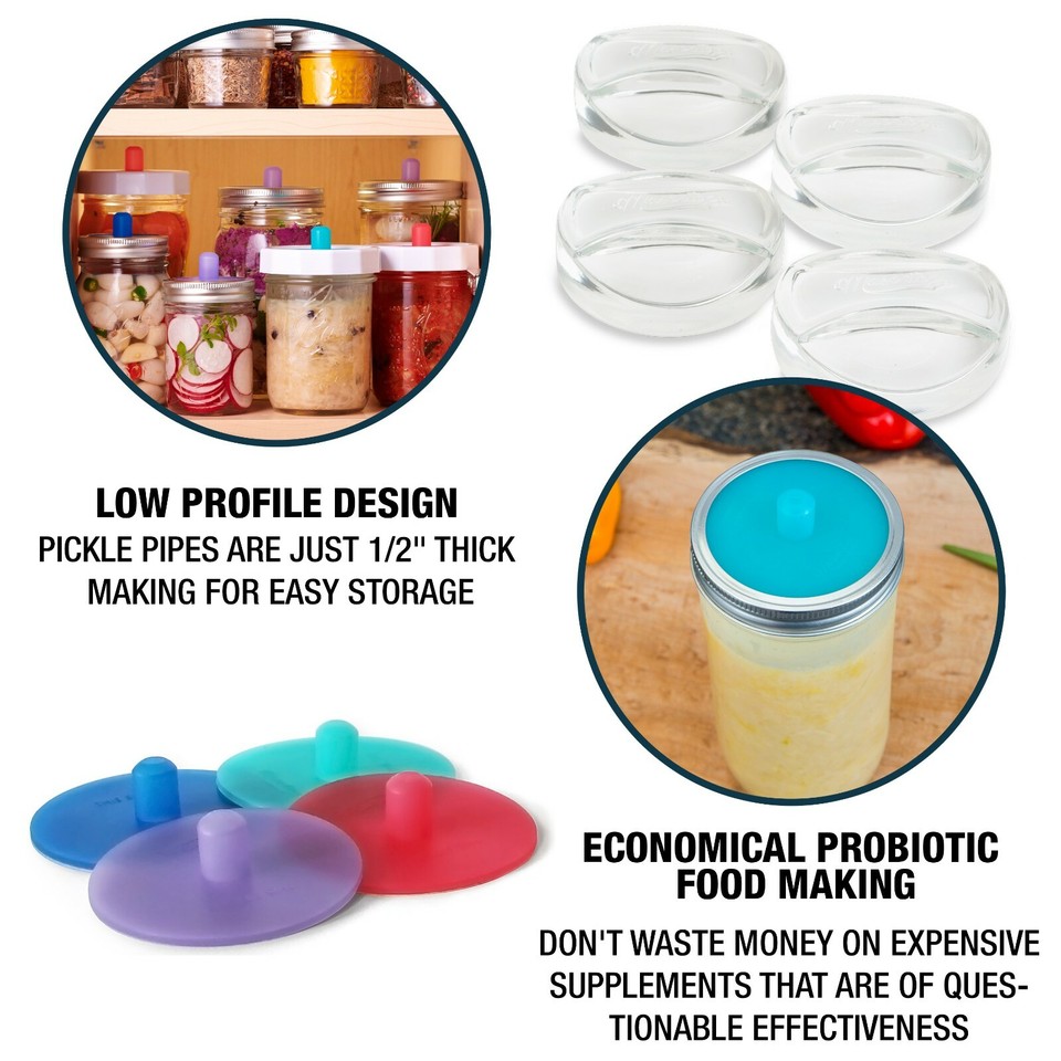 Masontops Pickle Pipes - Waterless Airlock Fermentation Lids - Wide ...