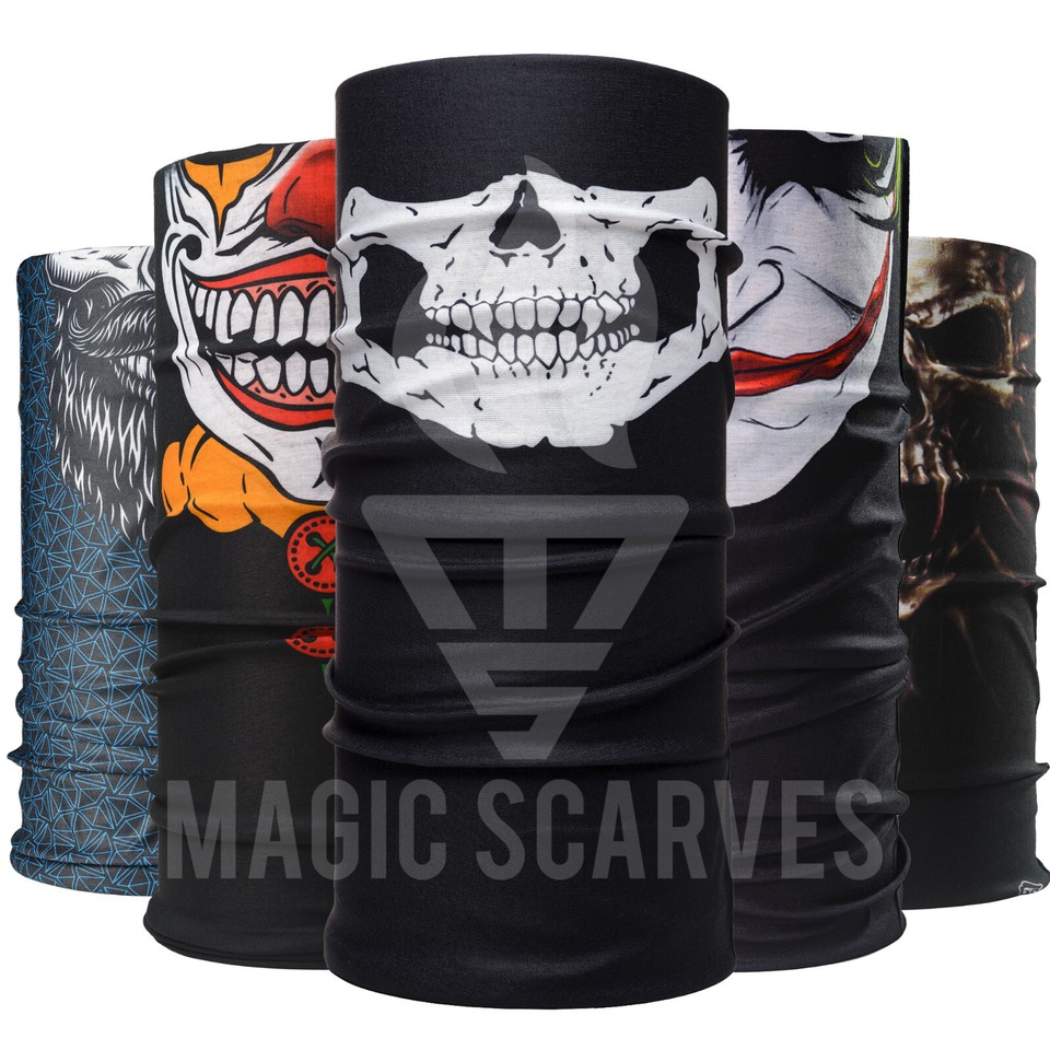 Multi use Skulls Biker Balaclava Neck Tube Snood Scarf Face Mask Warmer ...