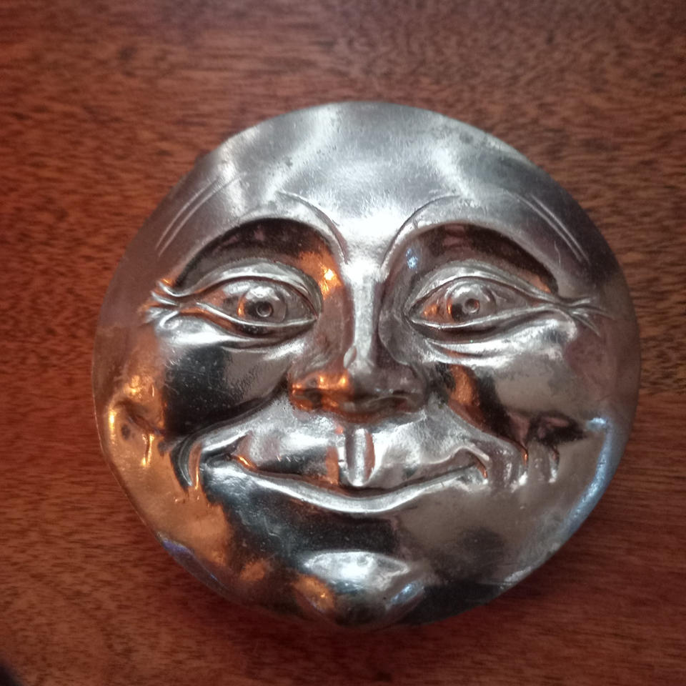 Vintage Bergamot Brass Works 1976 Man in The Moon Pewter Belt Buckle | eBay
