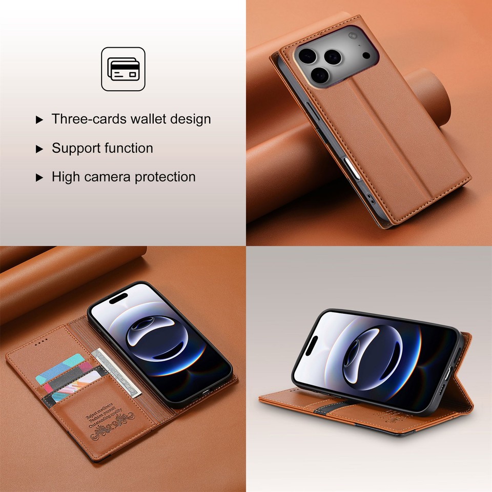 For Apple iPhone 17 Pro Max Air Luxury Shockproof Flip Wallet Phone ...