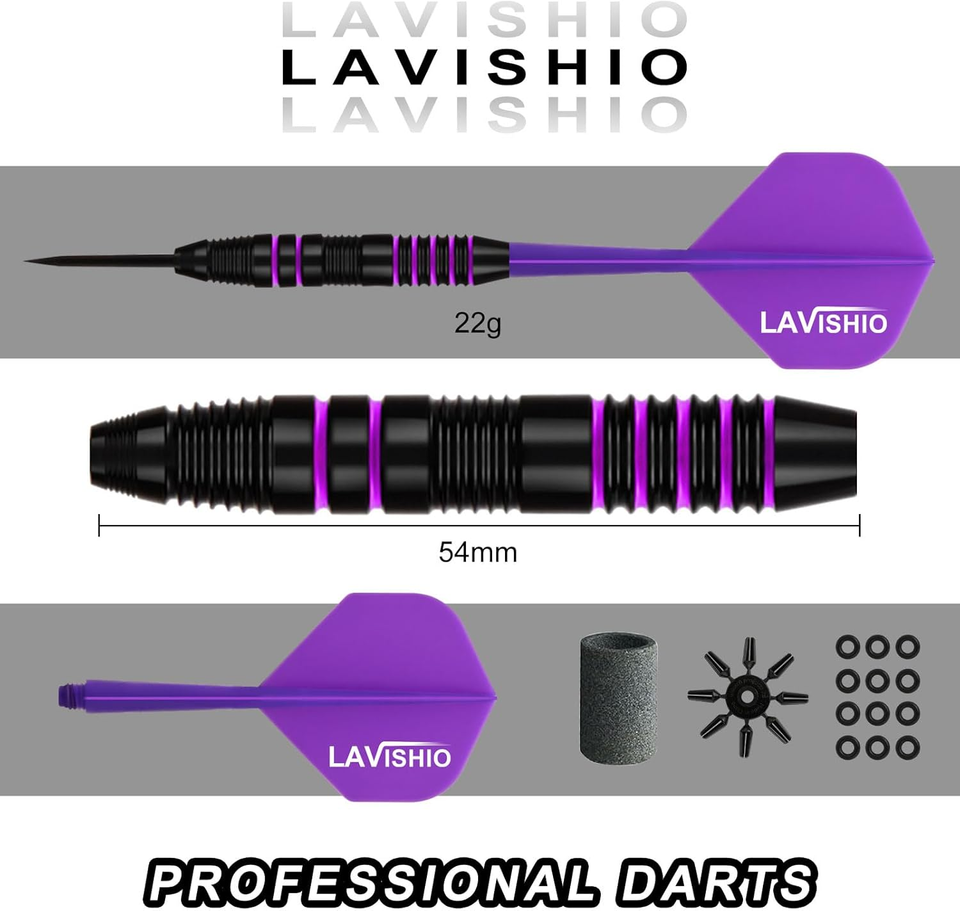 Professional Steel Tip Darts Metal Tip Set with Extra 3 Dart Flights ...