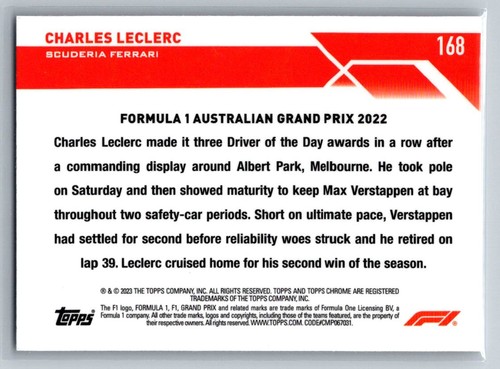 2023 Topps Chrome Formula 1 #168 Charles Leclerc | eBay