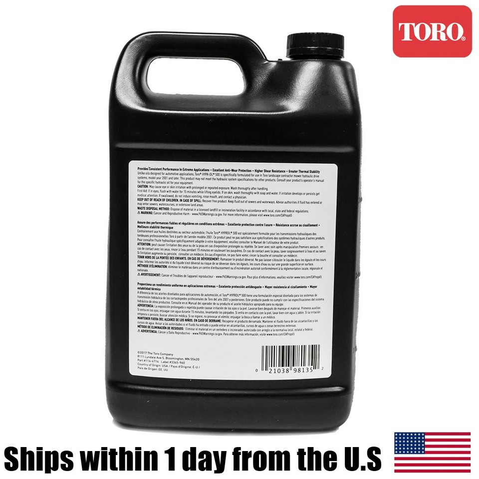4PK Genuine OEM Toro Gallon Hypr-Oil 500 High Performance Hydro Oil 114 ...