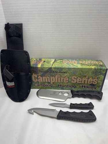 Smith & Wesson S&W Campfire Fixed Knives Set With Cleaver Gut Hook ...