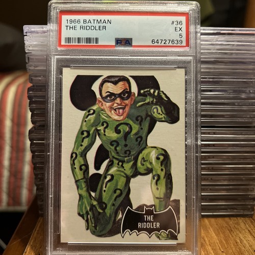1966 Topps Batman Black Bat Orange Back #36 The Riddler PSA 5 (EX ...