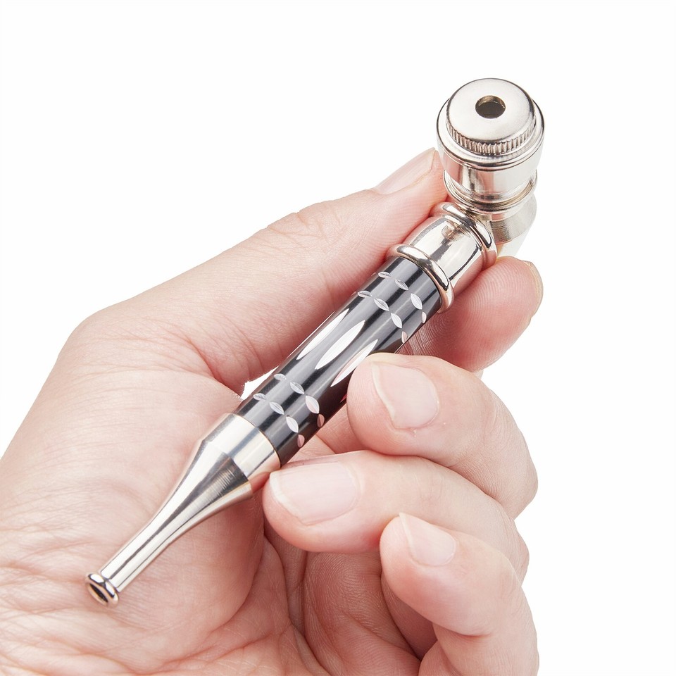 ( 3Pack ) 4.3" Long Metal Lay Flat Tobacco Smoking Hand Pipes with Caps ...