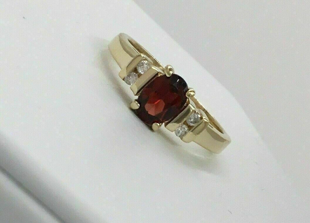 3Ct Lab-Created Red Garnet & Diamond Engagement Ring 14k Yellow Gold ...