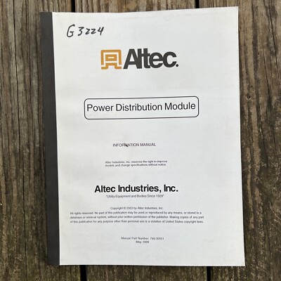 Altec Power Distribution Module Information Manual 749-30051 May 1999 ...