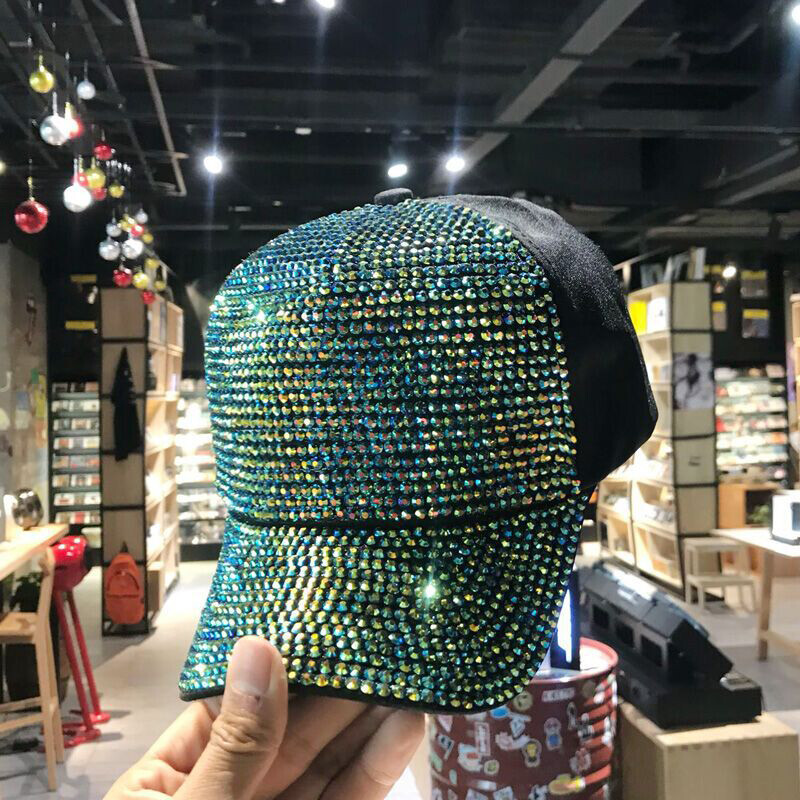 Rhinestone Sequins Baseball Cap Casual Glitter Bling Hat Women SnapBack ...