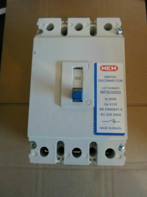 MEM Main Switch 200 Amp Triple Pole 200aswitch Disconnector Memshield 2 ...
