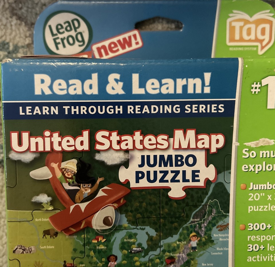 LeapFrog Tag LeapReader United States 2-sided Puzzle Map NEW In Box ...