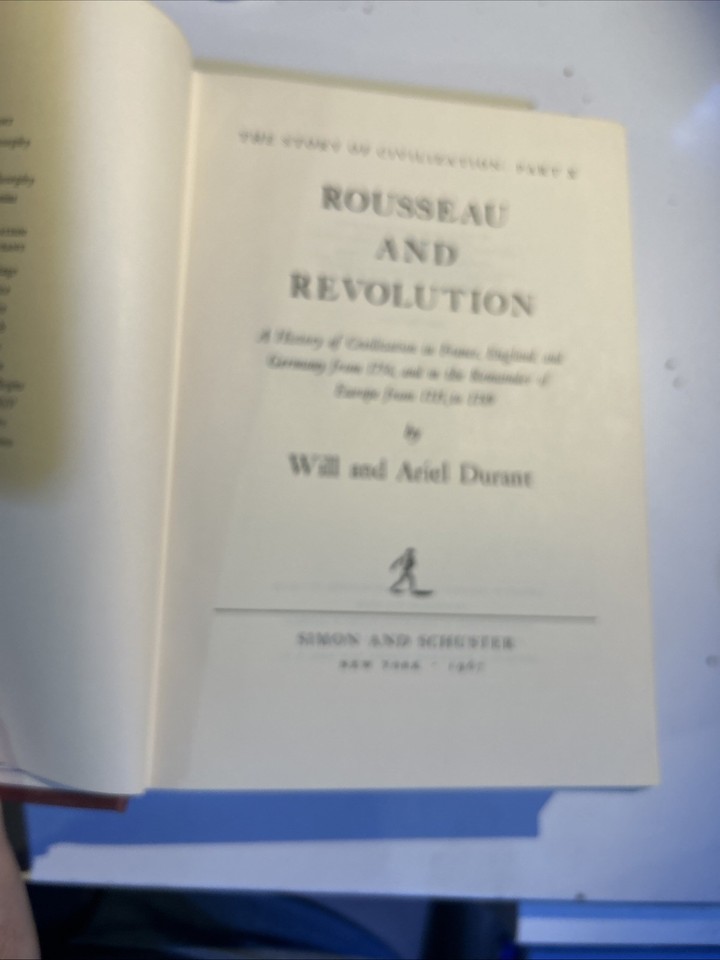 Rousseau and Revolution Story of Civilization,Will & Ariel Durant,First ...