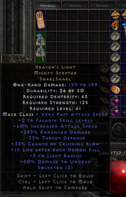 Diablo 2 Resurrected D2R - 2os Shael Heaven's Light Scepter - SC - PC ...