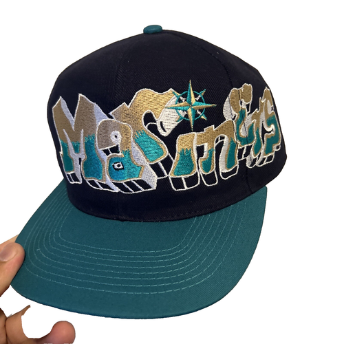 Seattle Mariners Full Graffiti Snapback Custom Hat Cap Navy Dome Two ...