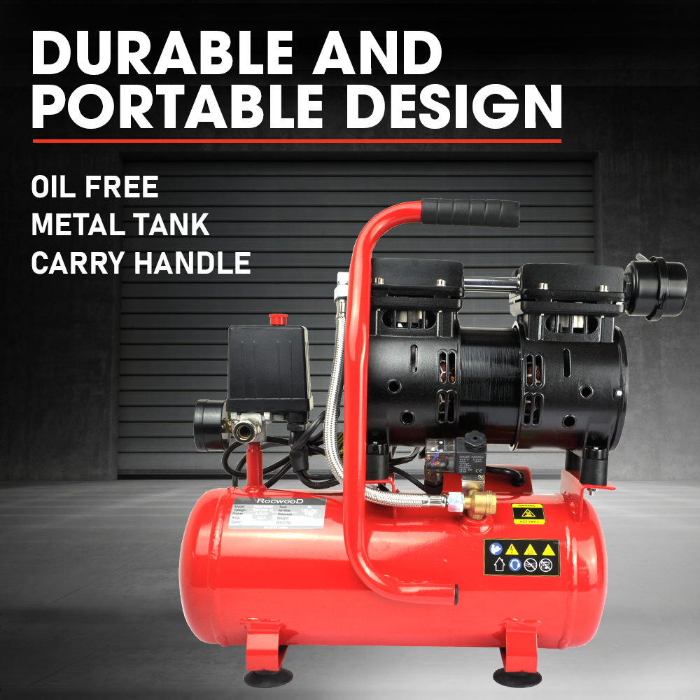 Air Compressor Electric 8L Litre 550w Silent Portable 8bar 116psi 5pc ...