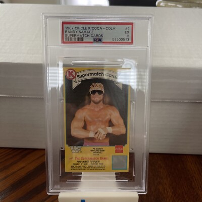 1987 Circle K/Coca-Cola #4 Randy Savage Macho Man Supermatch Cards PSA ...
