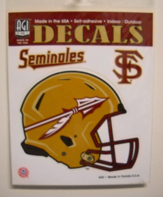 FSU Florida State Seminoles 3 piece Football Helmet & Logo Car Decal | eBay