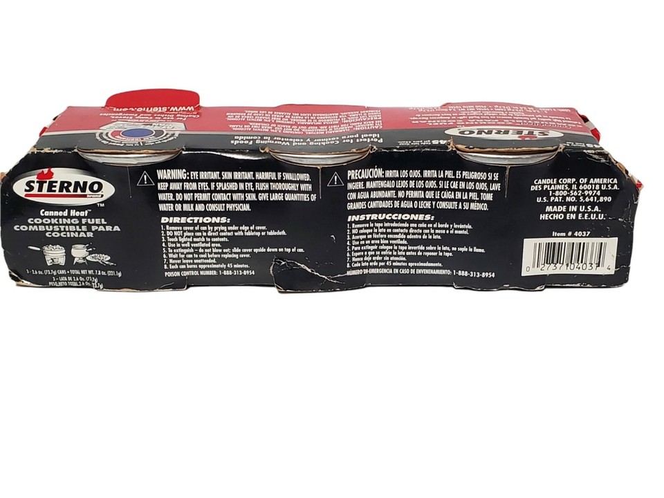 Vintage 3-PACK STERNO CANNED HEAT COOKING FUEL NEW 45 Minute Gel Can ...