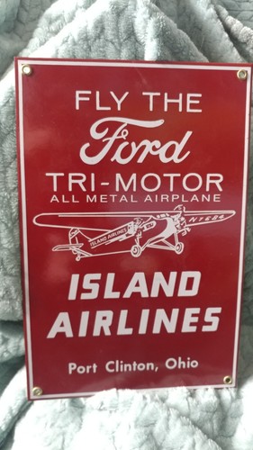 Ford Tri-Motor Airplane Island Airlines Port Clinton Ohio Porcelain ...