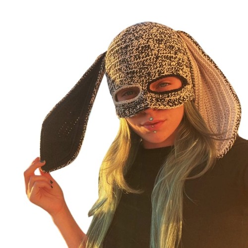 Rabbit Knit Hat Skullies Beanie Long Ear Hat Winter Warm Funny Hat ...
