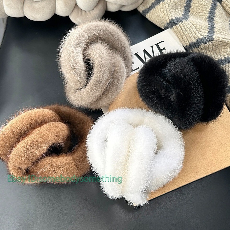 Women'sReal Mink Fur Earmuffs Double Side Fur Ear Muffs Earlap Ear ...