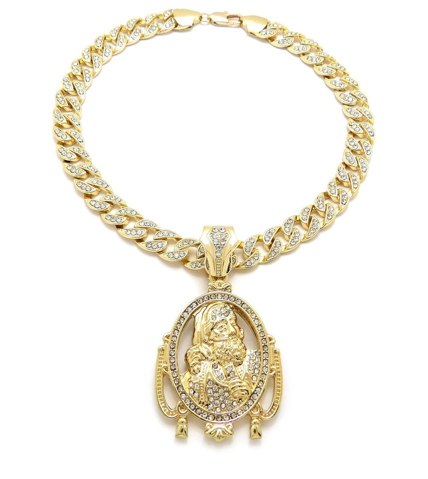 Hip Hop Zig Zag Pendant & 10mm 18" 20" 24" Iced Cuban Chain Bling ...