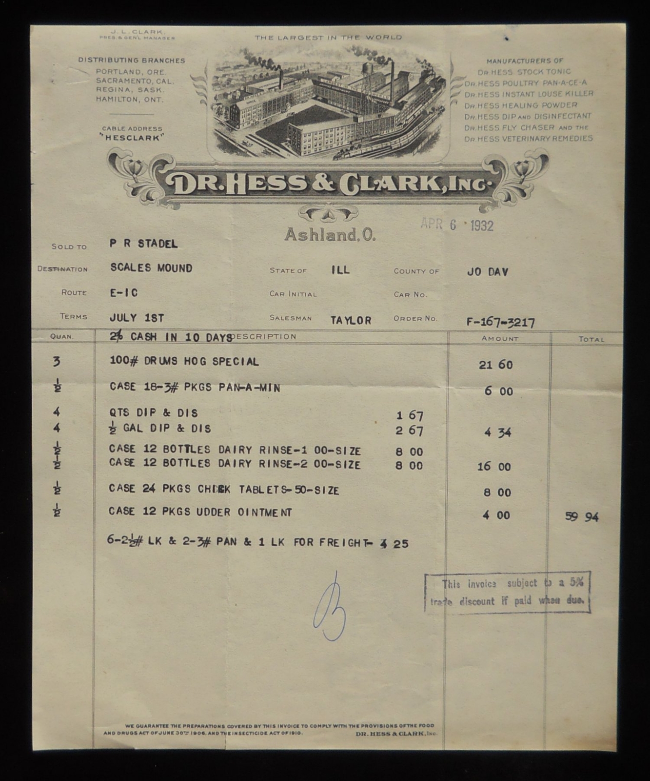 1932 Dr. Hess & Clark Tonic Louse Killer Fly Chaser Veterinary Remedy ...