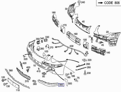 Mercedes W211 Front LH Bumper Corner Trim Bar Cover Cap A2118800512 New ...