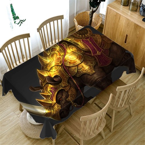 Gold Rhinoceros 3D Tablecloth Table cover Cloth Rectangle Wedding Party ...