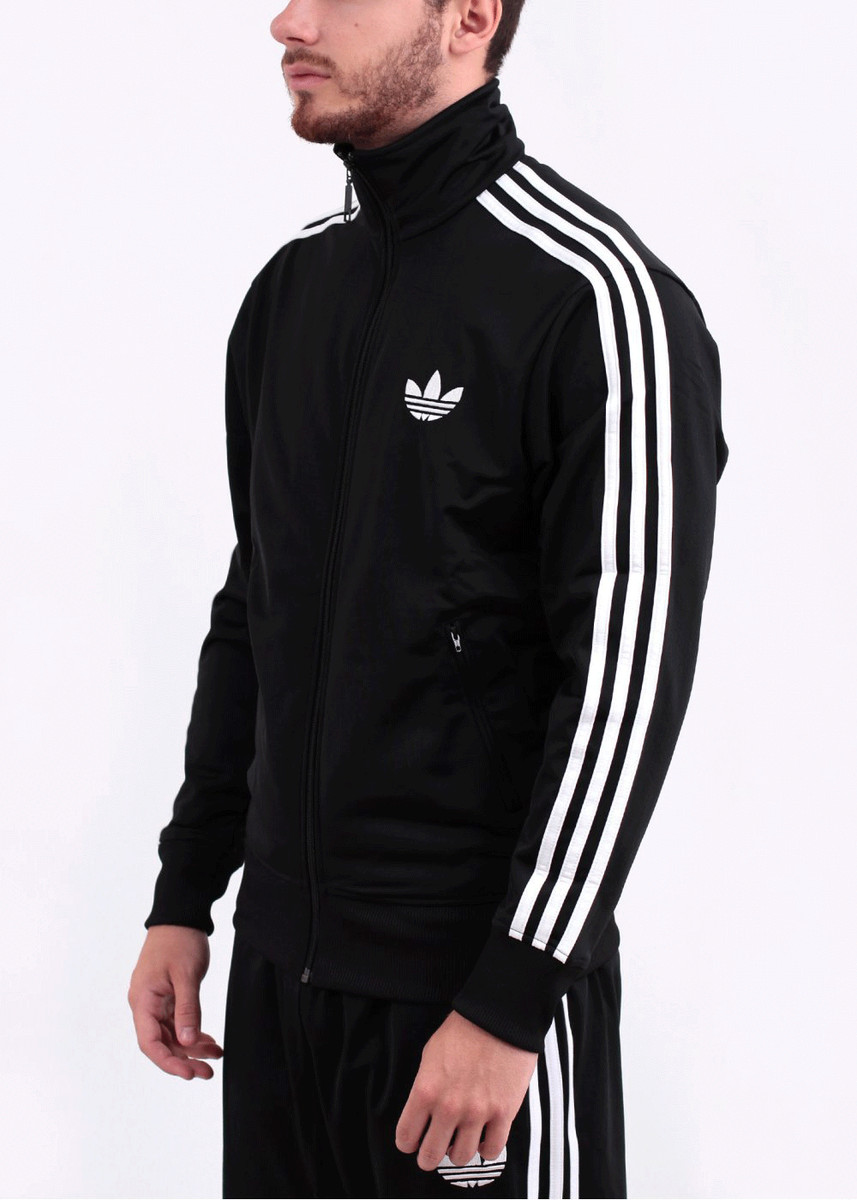 ADIDAS FIREBIRD MENS TRACK TOP BLACK WHITE STRIPE ORIGINAL