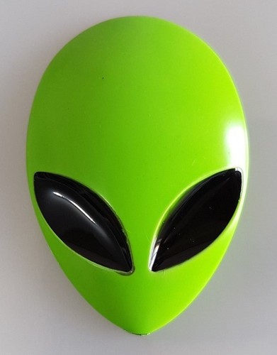 Fluro Green Alien Face Chrome Decor Sticker Emblem Interior Exterior ...