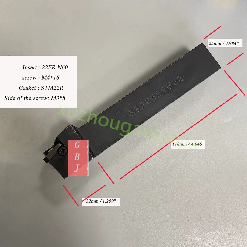 1pc SER 2525M22 CNC Tool holder with external thread 25mm Right For ...