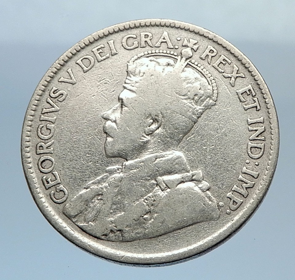1919 CANADA SILVER 25 CENTS UK King George V Newfoundland Antique Coin ...