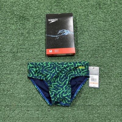 NWT Speedo Competative Race Maze Breif Speedo Blue/Green Size 28 | eBay