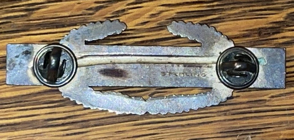STERLING SILVER~ WW2 COMBAT INFANTRY MILITARY~ 3" BROOCH PIN~ ORIGINAL ...